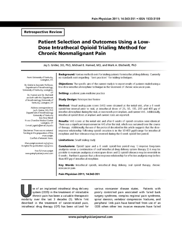 Intrathecal Drug Delivery Systems - WikiAnesthesia