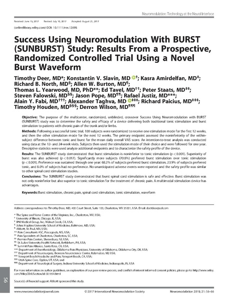File:Success Using Neuromodulation With BURST (SUNBURST Study).pdf - WikiAnesthesia