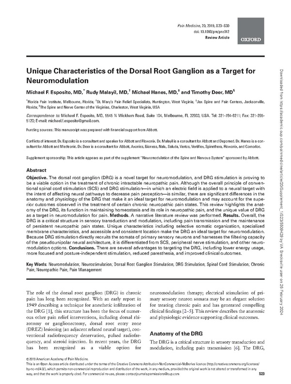 Dorsal Root Ganglion Stimulation - WikiAnesthesia Dorsal Root Ganglion Stimulation - WikiAnesthesia